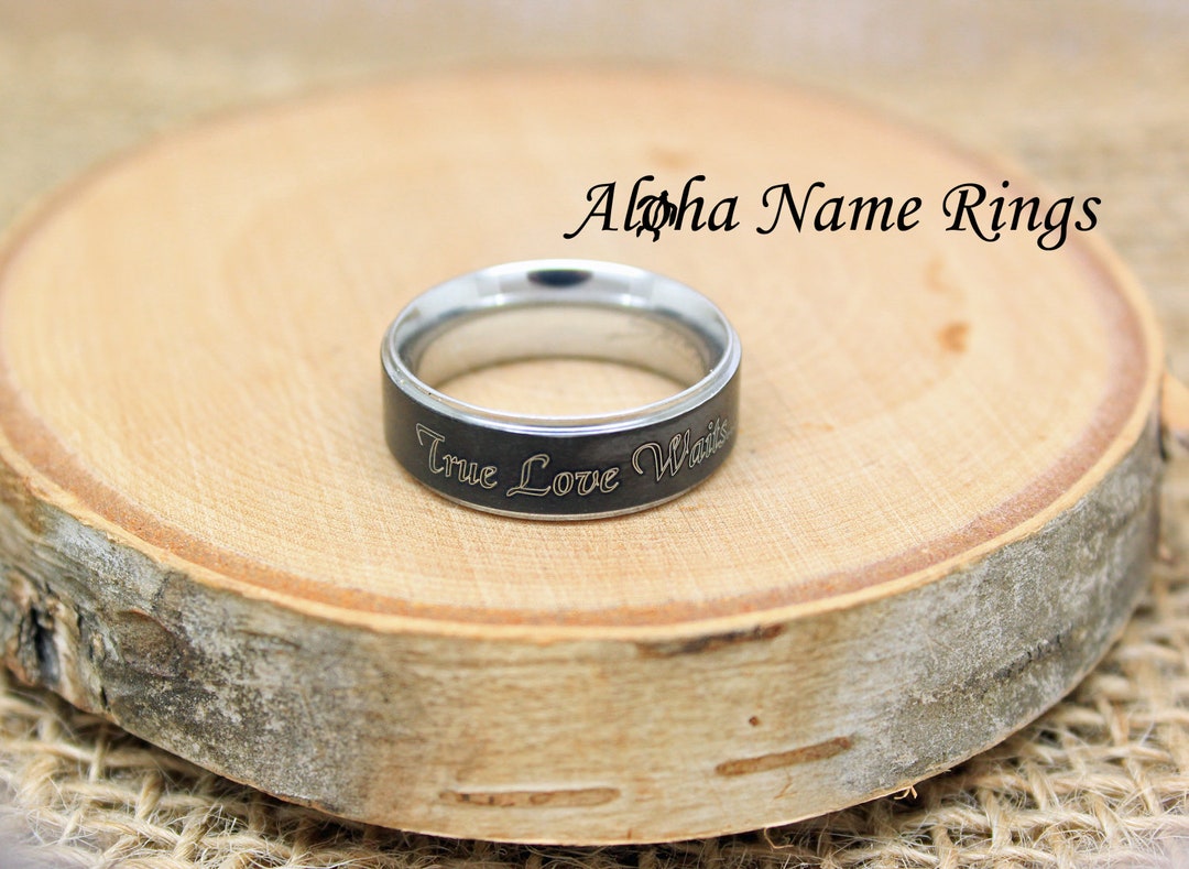 Smokey Charcoal Black Stainless Steel Ring - Personalized Promise Ring ...