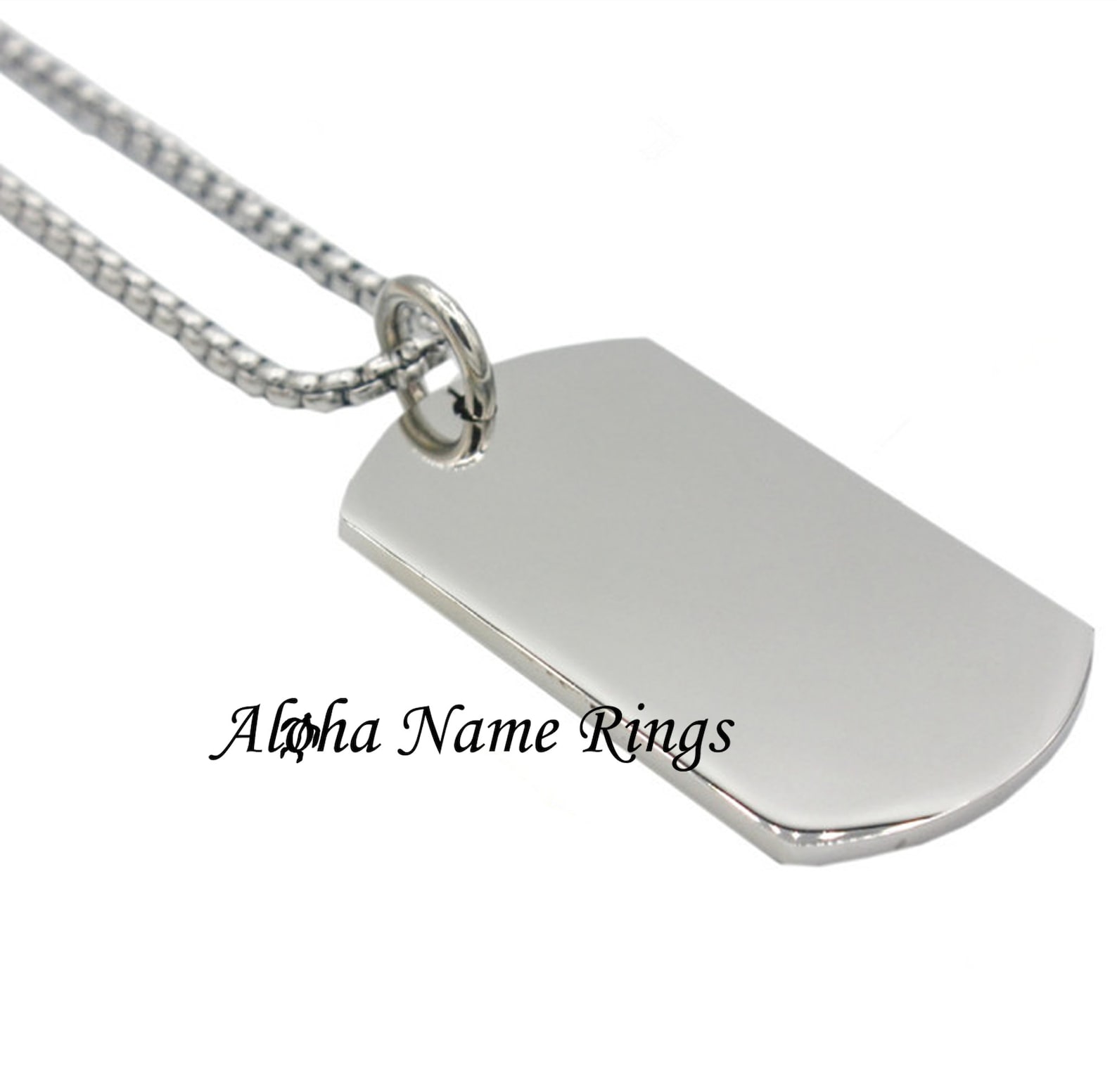 Silver Stainless Steel Military Style - Medium Size - Dog Tag Pendant ...