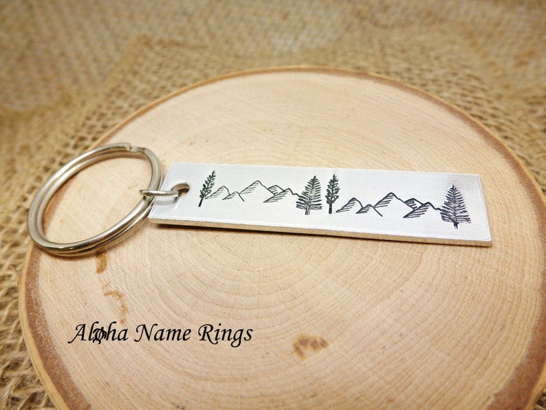 The Mountains Are Calling - Custom Hand Stamped Aluminum Key Chain - Etsy