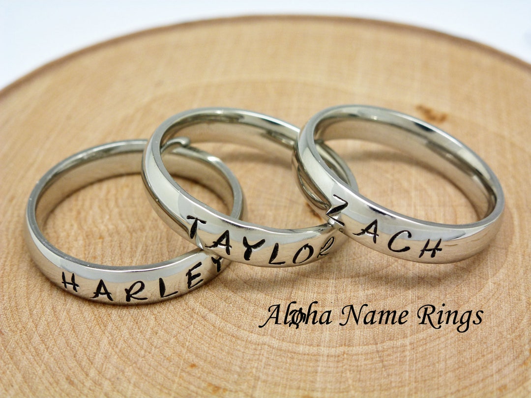 Hand Stamped Stainless Steel Ring 4mm Sibling Ring, Mothers' Ring ANR ...