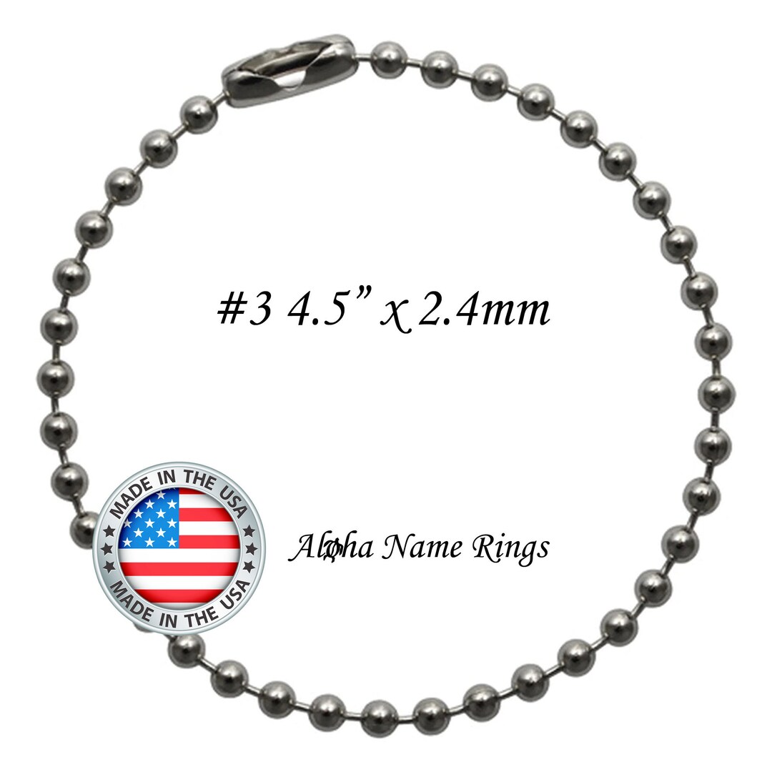 Made in USA 4.5" Milspec T304 Grade Stainless Steel Ball Chain for Key ...