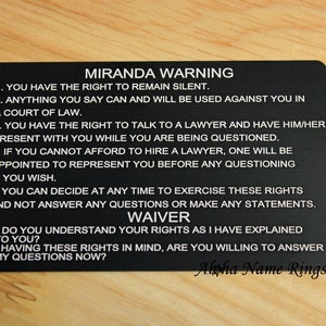 Standard Field Sobriety Test / Miranda Warning Wallet Card for Law ...