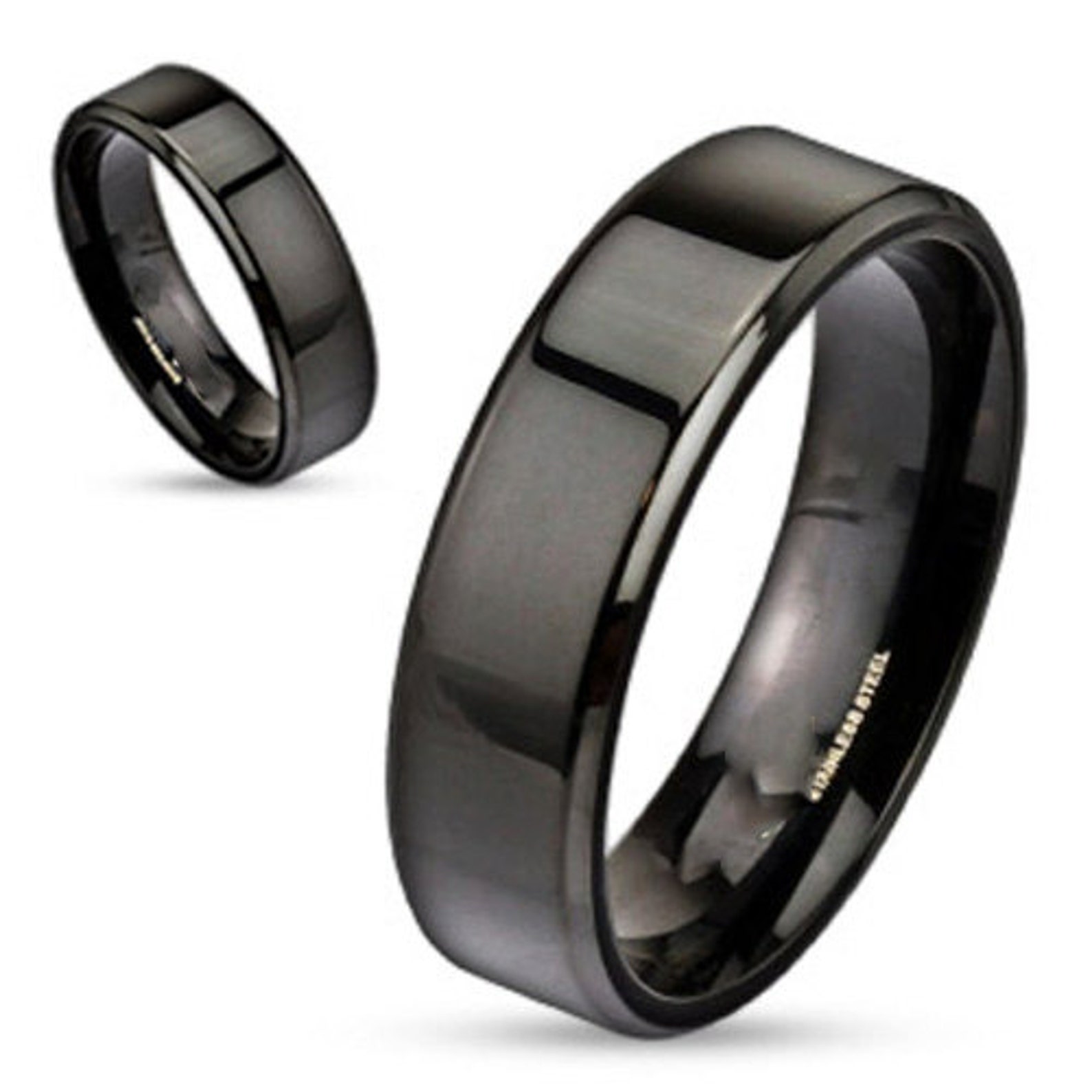 Black Stainless Steel Ring for Men or Women Promise Ring Optional LASER ...