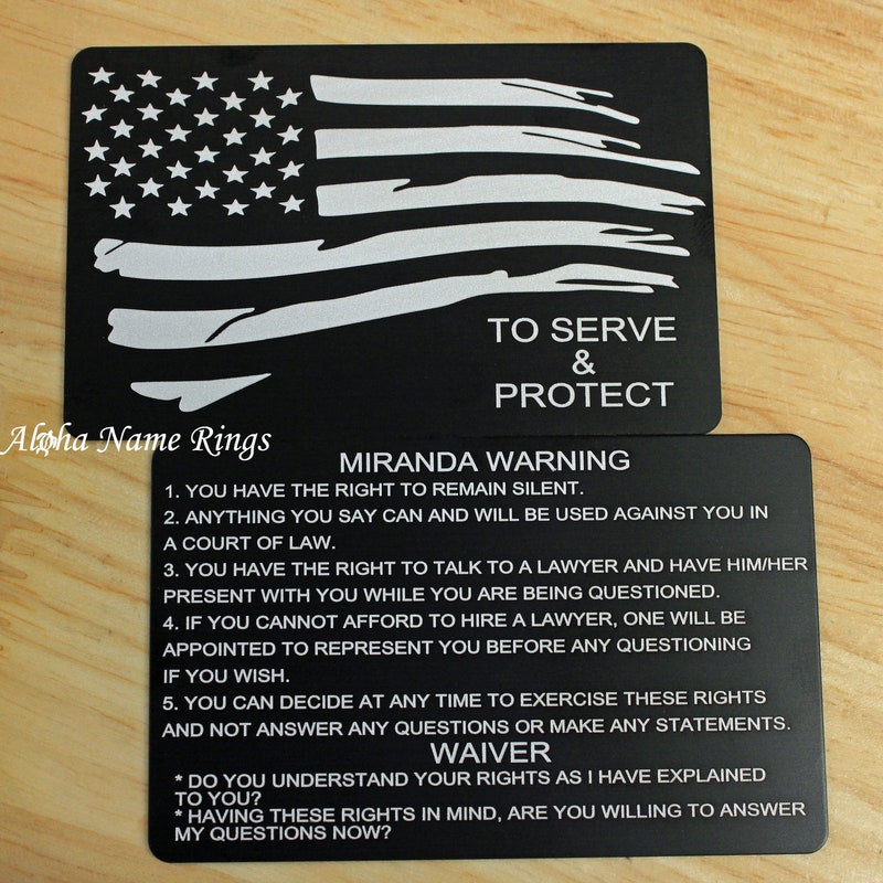 Metal Miranda Rights Cards - Etsy