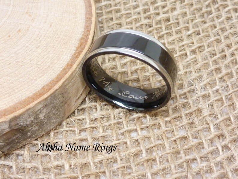 2 Tone Solid Titanium Ring Personalized Promise Ring | Etsy