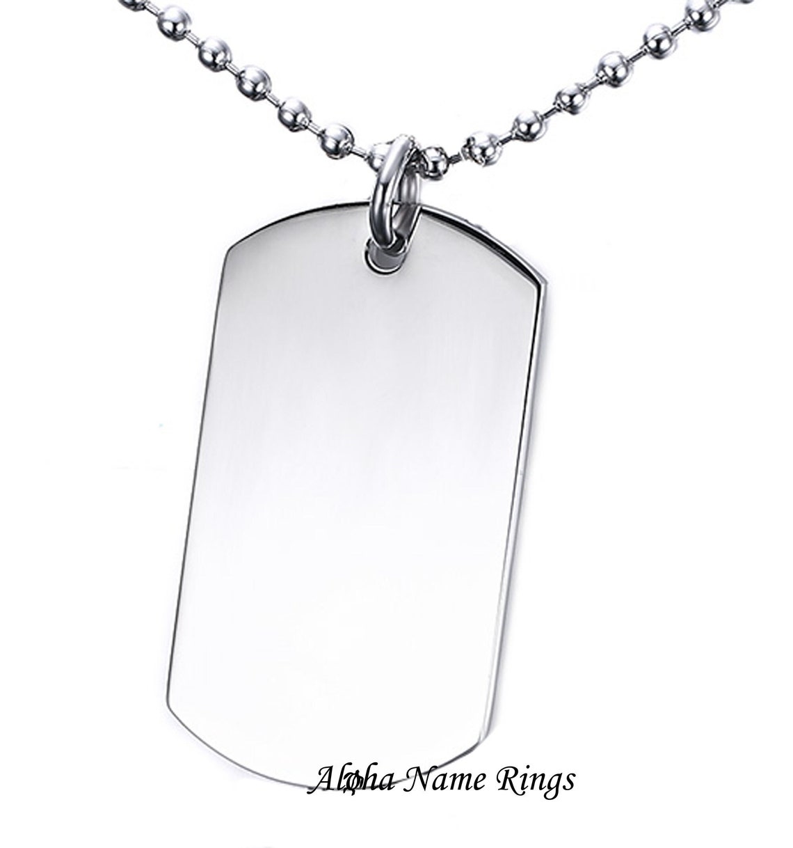 Silver Stainless Steel Military Style - Medium Size - Dog Tag Pendant ...