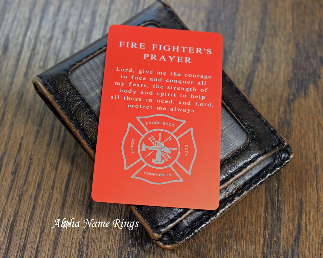 Red Fire Fighter's Prayer Wallet Card Engraved for That Someone Special ...