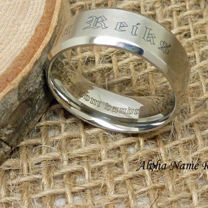 Custom Brushed Stainless Steel Name Ring for Men or Women Optional ...