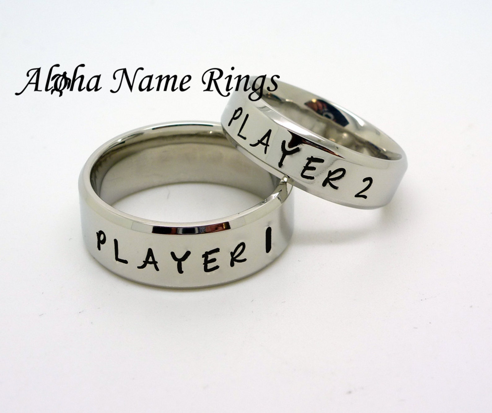 PLAYER 1 or PLAYER 2 Video Games Jewelry Hand Stamped Stainless Steel ...