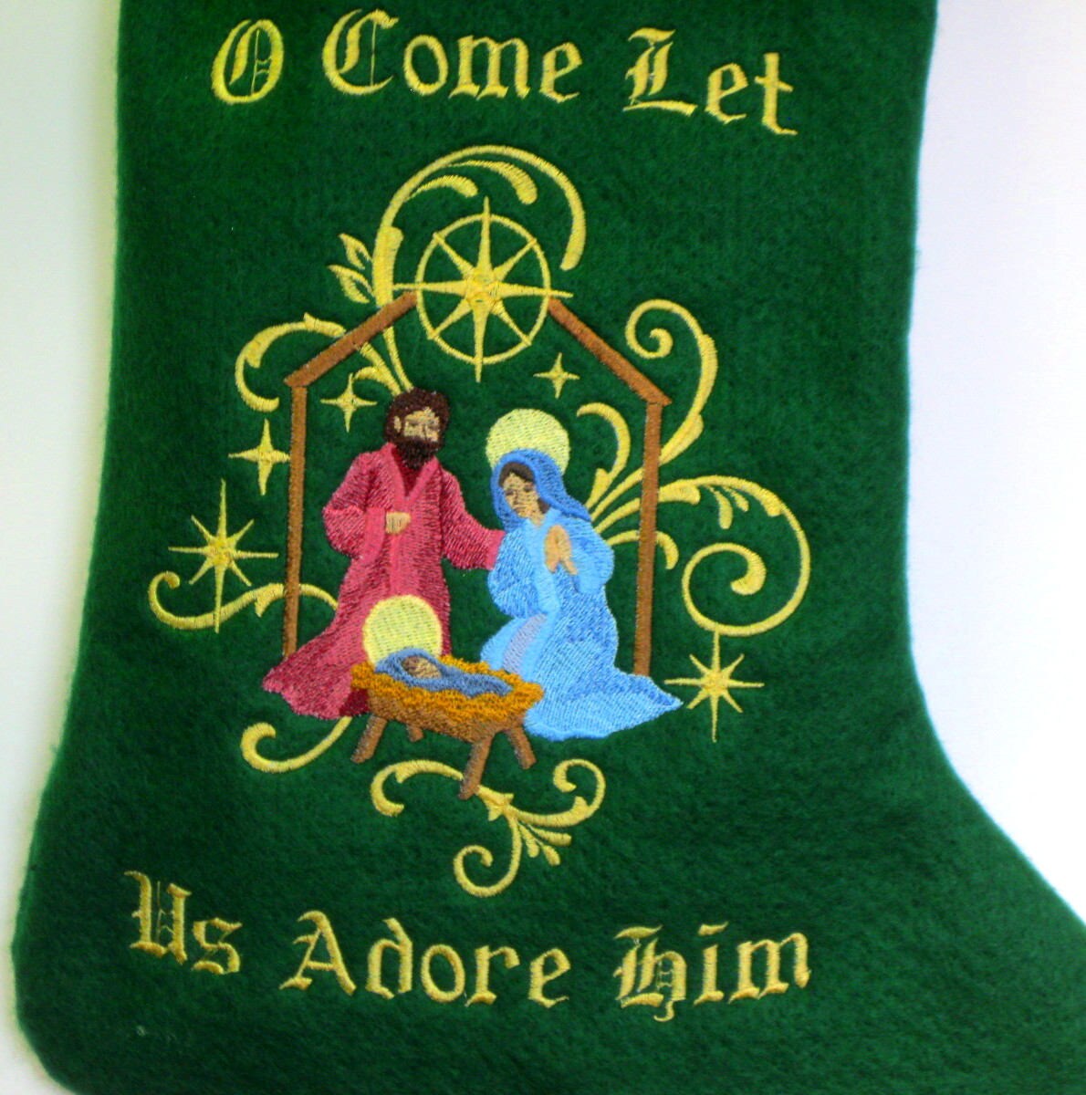Religious Stocking Holy Family O Come Let Us Adore Him - Etsy
