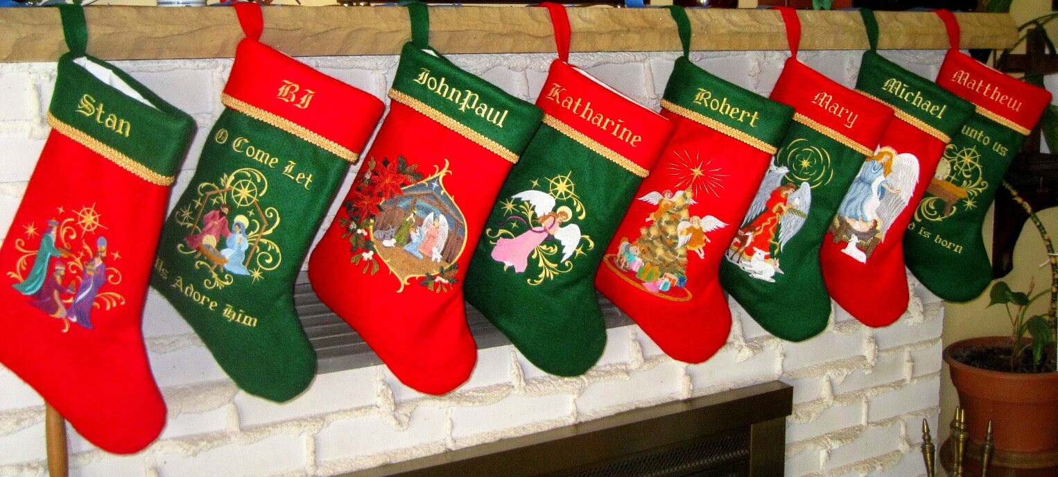 Religious Stocking Holy Family O Come Let Us Adore Him - Etsy