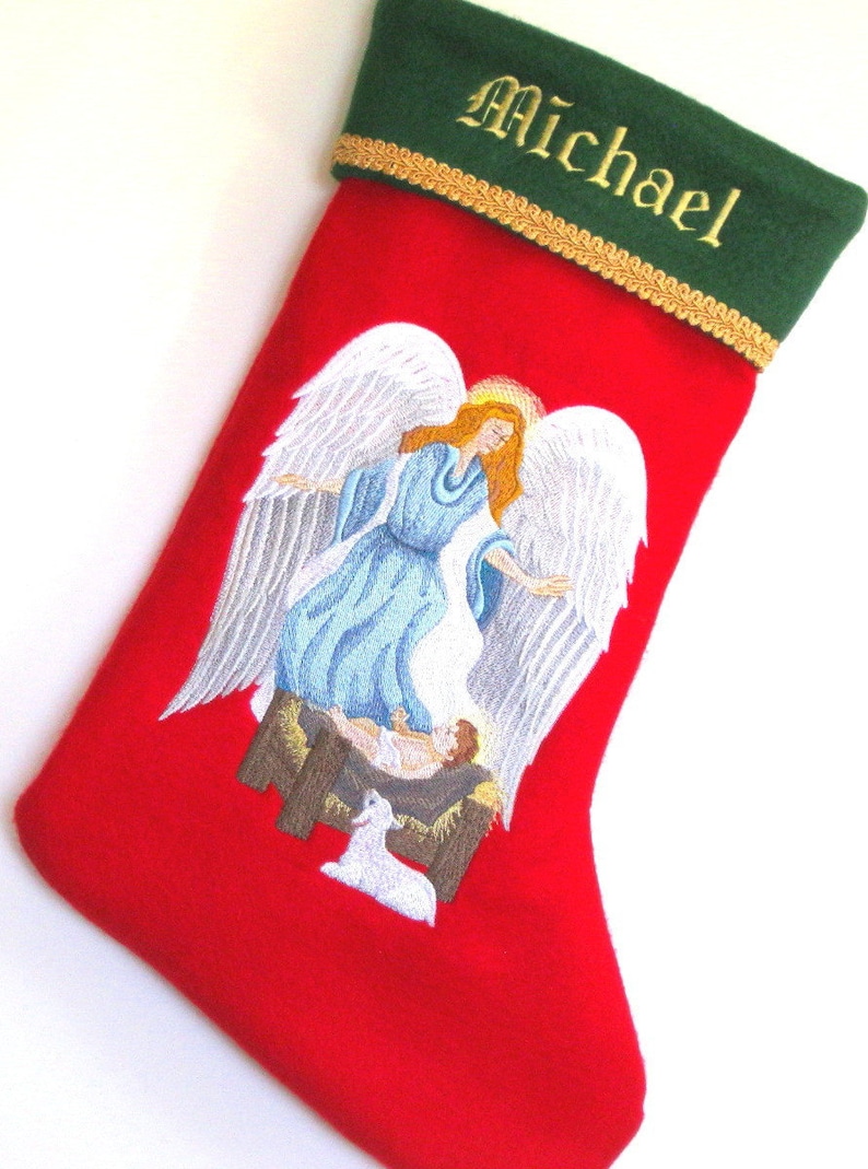 Religious Personalized Christmas Stocking Sent From Heaven Angel - Etsy