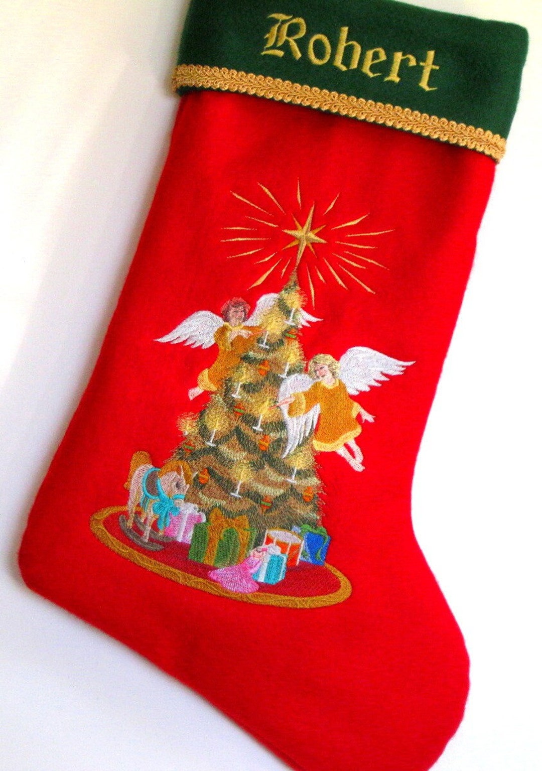 Religious Angels Victorian Tree Embroidered Stocking - Etsy