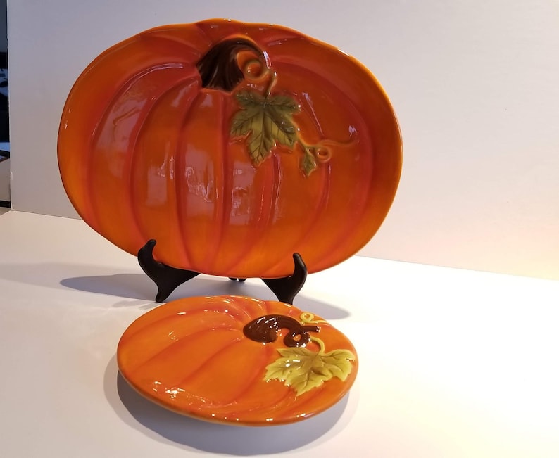 Hand-painted Earthenware Pumpkin Serving Dish Set - Etsy