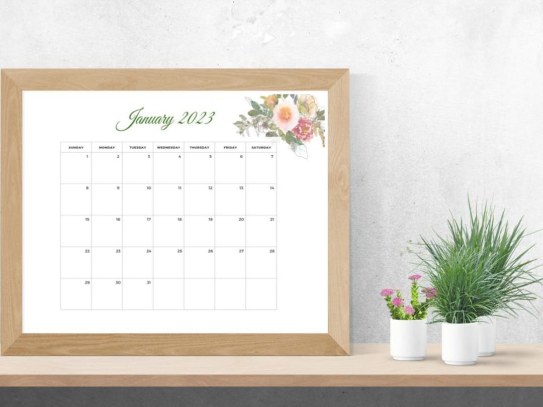 Botanical Sketch/water Colour Print 2023 Calendar 2023. A4 Printable ...