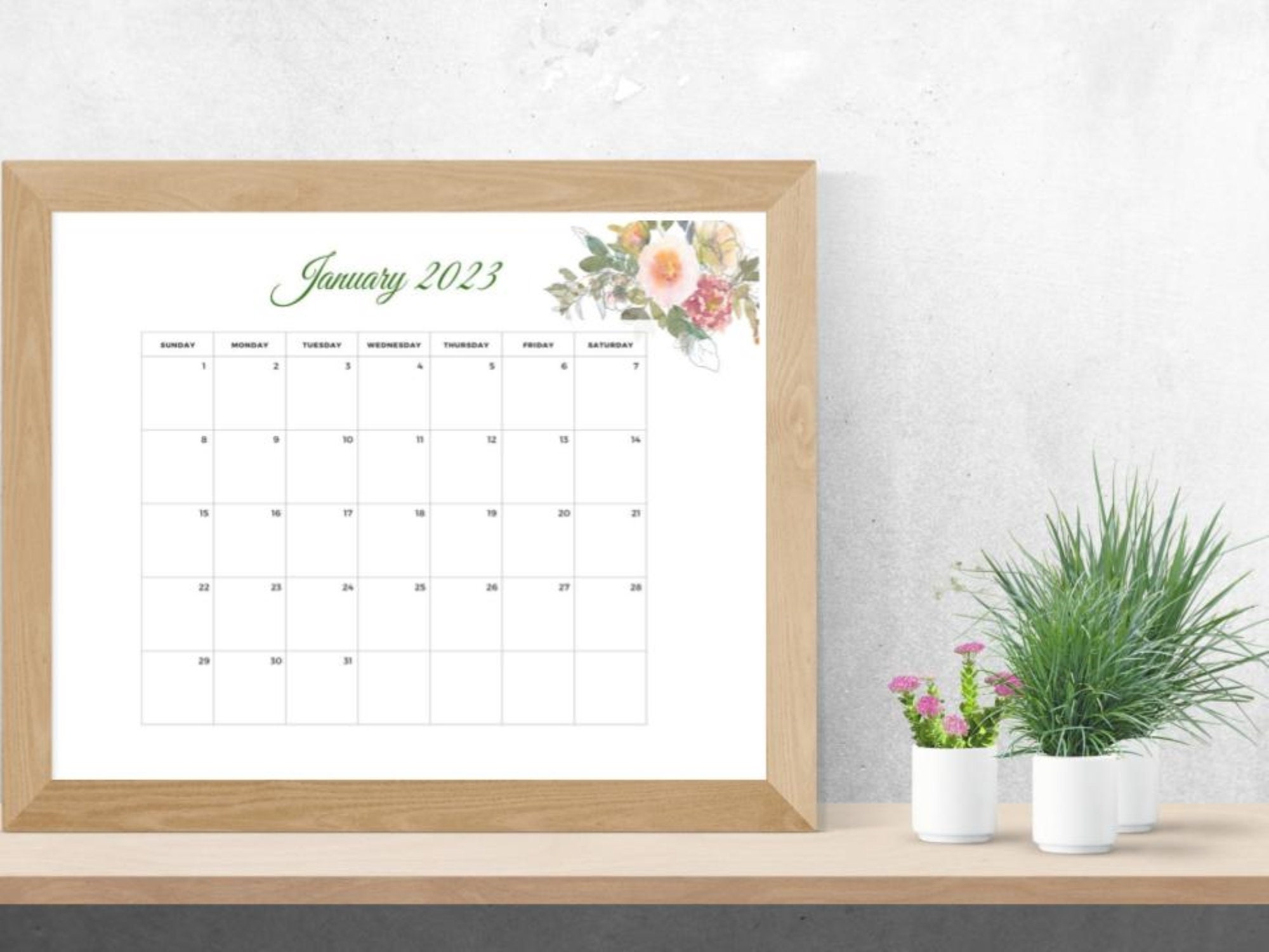 Botanical Sketch/water Colour Print 2023 Calendar 2023. A4 Printable ...