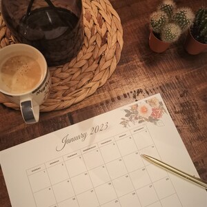 Botanical Sketch/water Colour Print 2023 Calendar 2023. A4 Printable ...