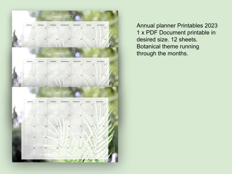 2023 Botanical Printable Calendar PDF Photography - Etsy