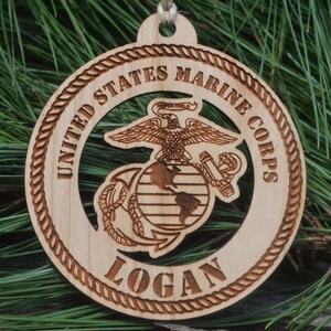US Marine Corps Personalized Wooden Christmas Tree Ornament, Marine ...