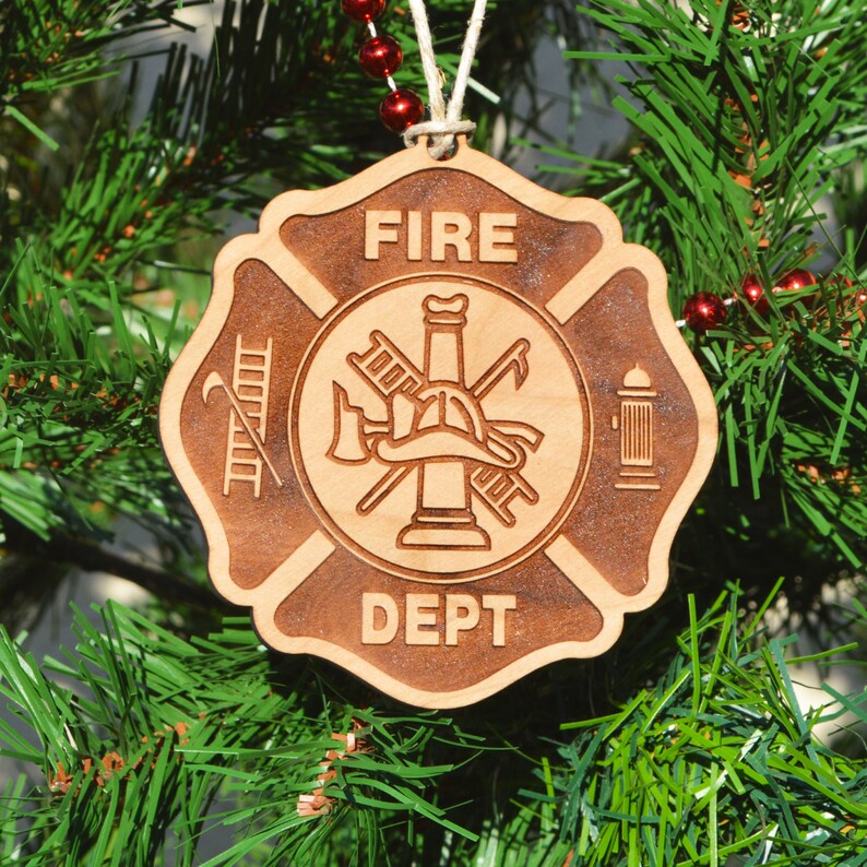 Firefighter Wooden Engraved Christmas Tree Ornament - Etsy