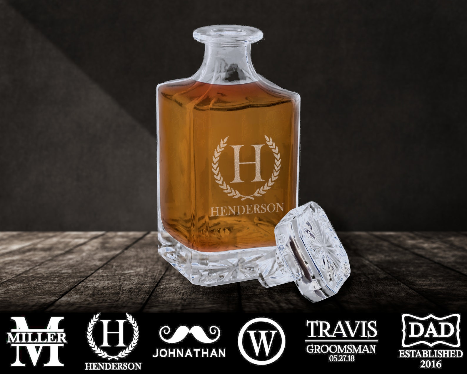 Personalized Engraved Whiskey Decanter With Glass Stopper | Etsy