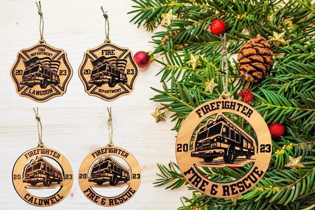 Personalized Wooden Firefighter Christmas Tree Ornament - Etsy