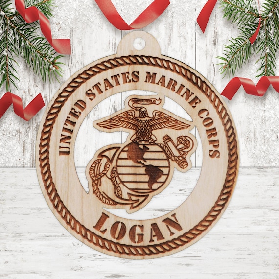 US Marine Corps Personalized Wooden Christmas Tree Ornament - Etsy