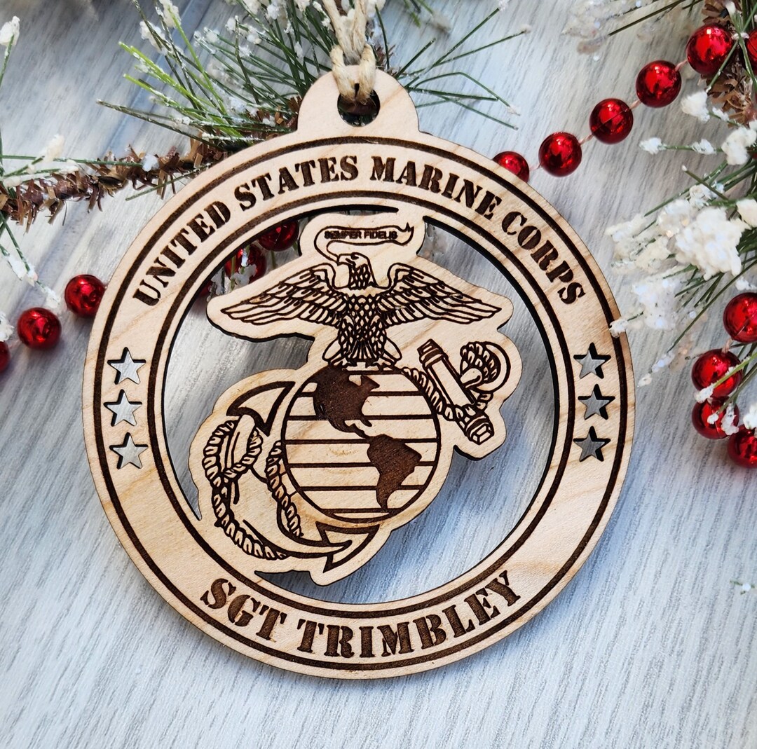 USMC Personalized Wooden Christmas Tree Ornament, Marine Corps Gifts - Etsy