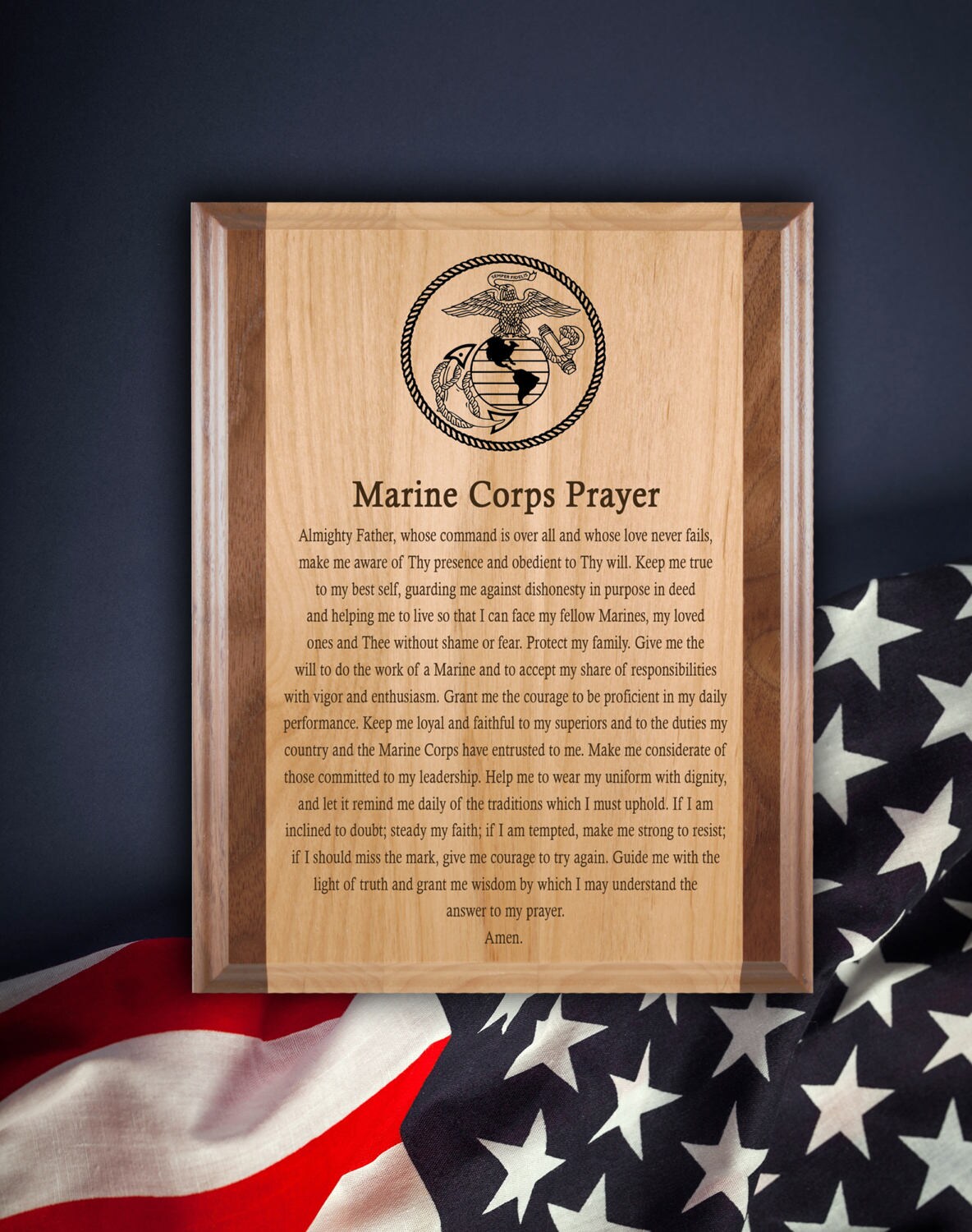 10.5 x 13 inch Engraved Marine Corps Prayer Two Tone Alder and | Etsy