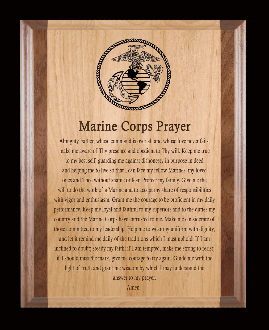 10.5 X 13 Inch Engraved Marine Corps Prayer Two Tone Alder and - Etsy