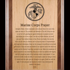10.5 X 13 Inch Engraved Marine Corps Prayer Two Tone Alder and Walnut ...