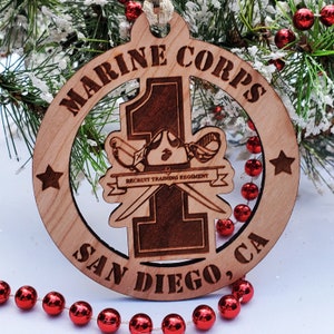 US Marine Corps Wooden Parris Island San Diego Battalion Christmas Tree ...