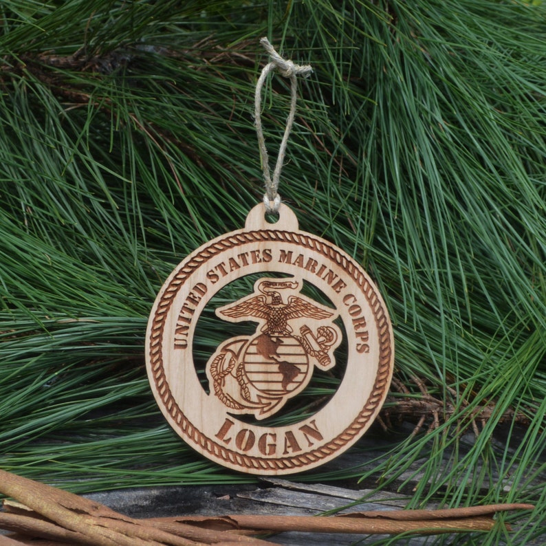 US Marine Corps Personalized Wooden Christmas Tree Ornament - Etsy