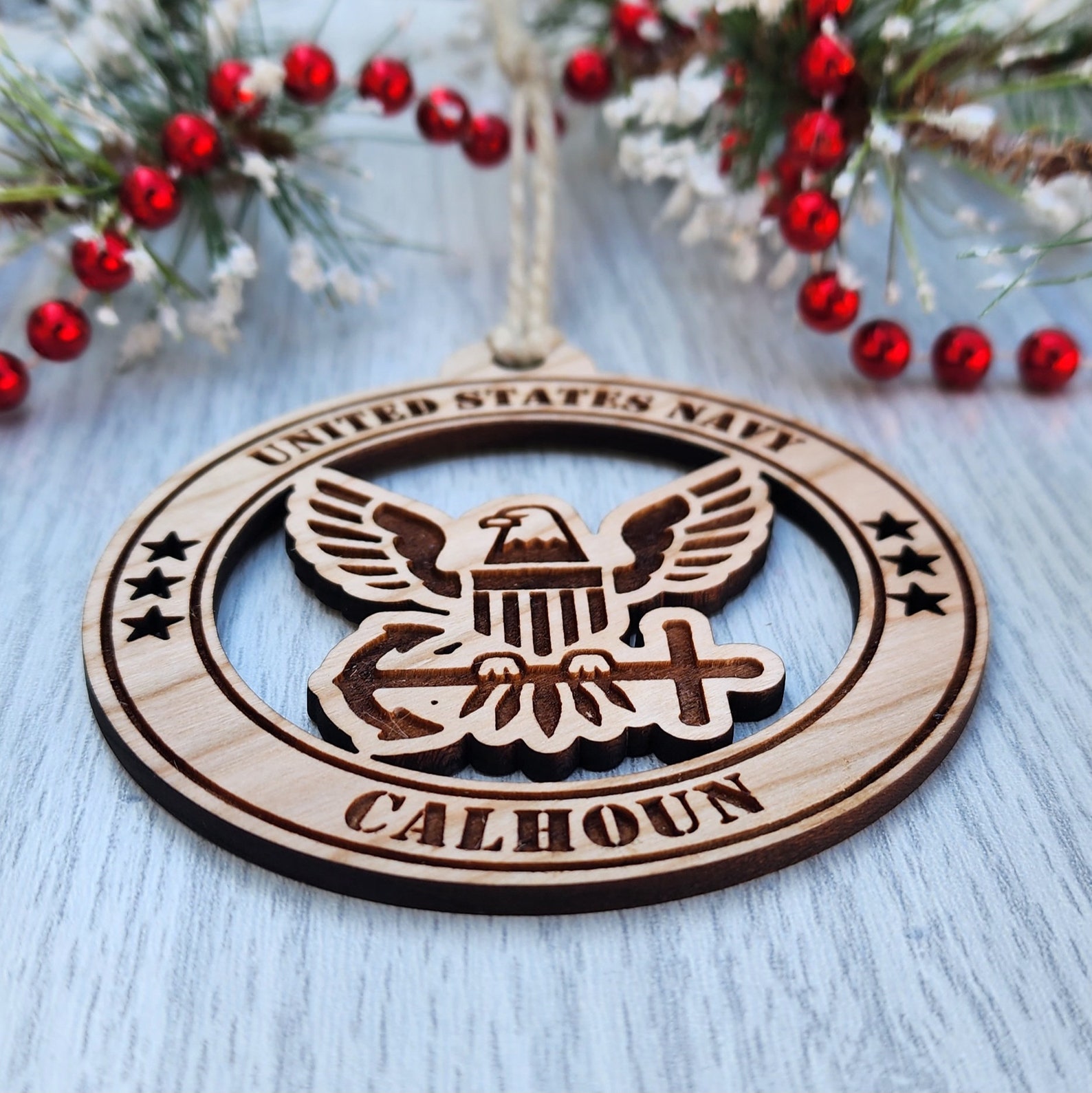 US Navy Personalized Wooden Christmas Tree Ornament, Naval Gifts - Etsy