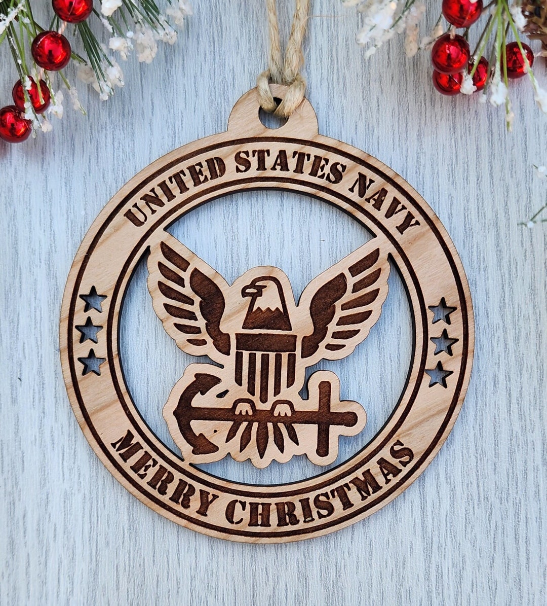US Navy Wooden Christmas Tree Ornament, Naval Gifts - Etsy