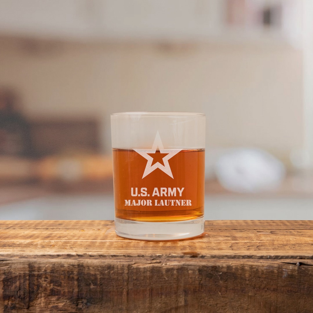 US Army Personalized Engraved Whiskey Glass, Military Retirement, Rocks ...
