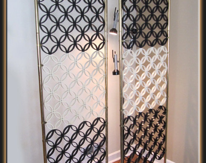 Vintage 60s Mid Century Retro Modern 2 Tension Pole Panel Room Dividers ...