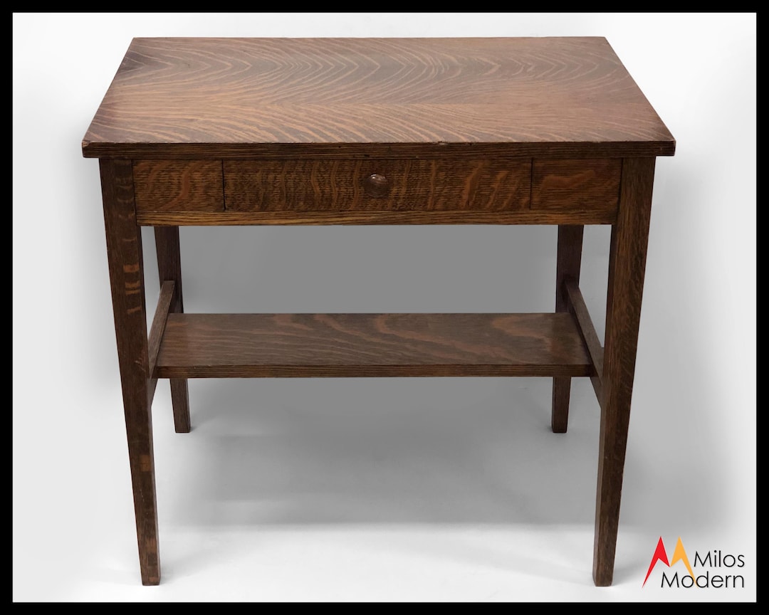 Antique 1900 Mission Arts & Crafts Quarter Sawn Oak Library Table W ...