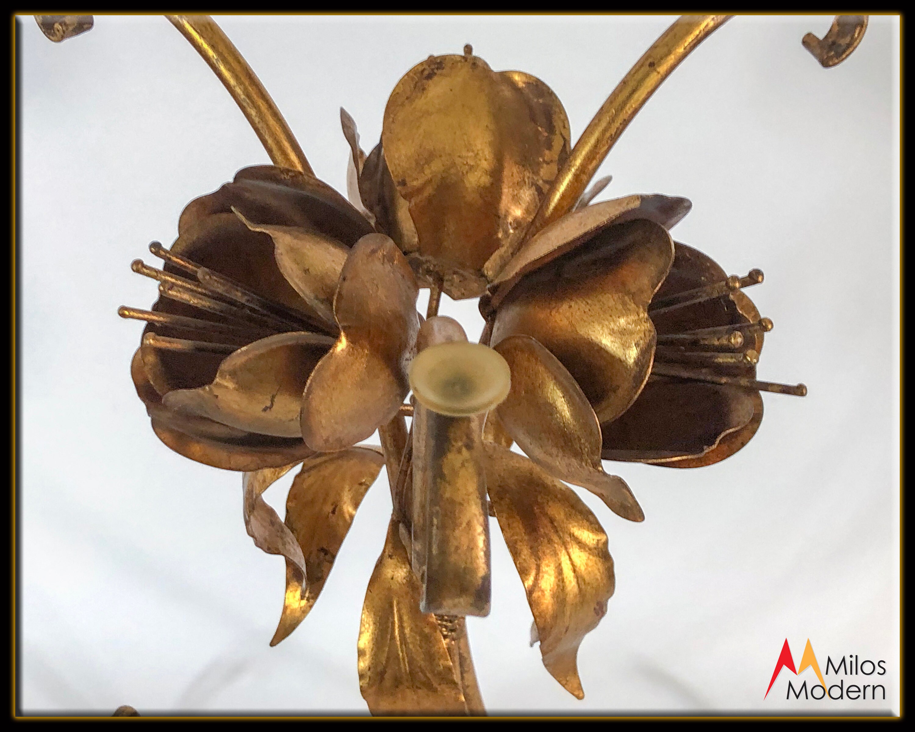 Vtg 60s Hollywood Regency Italian Gold Gilded Tulip Floral Sheaf Table ...