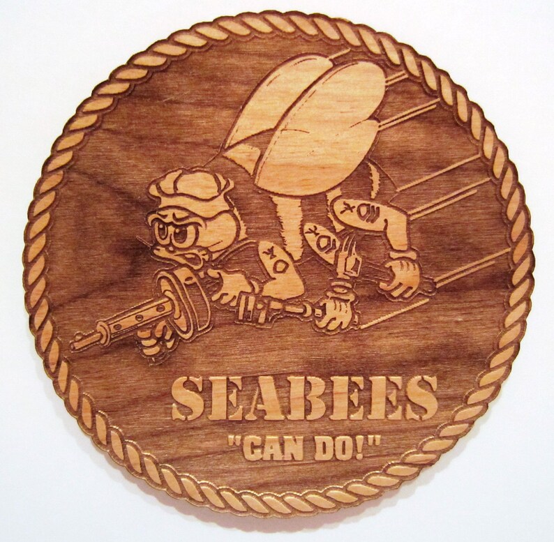 US Navy SEABEE Logo Wooden Fridge Magnet | Etsy
