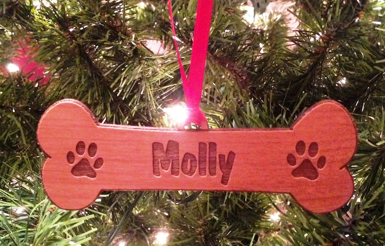 PERSONALIZED Dog Bone Wooden Ornament - Etsy