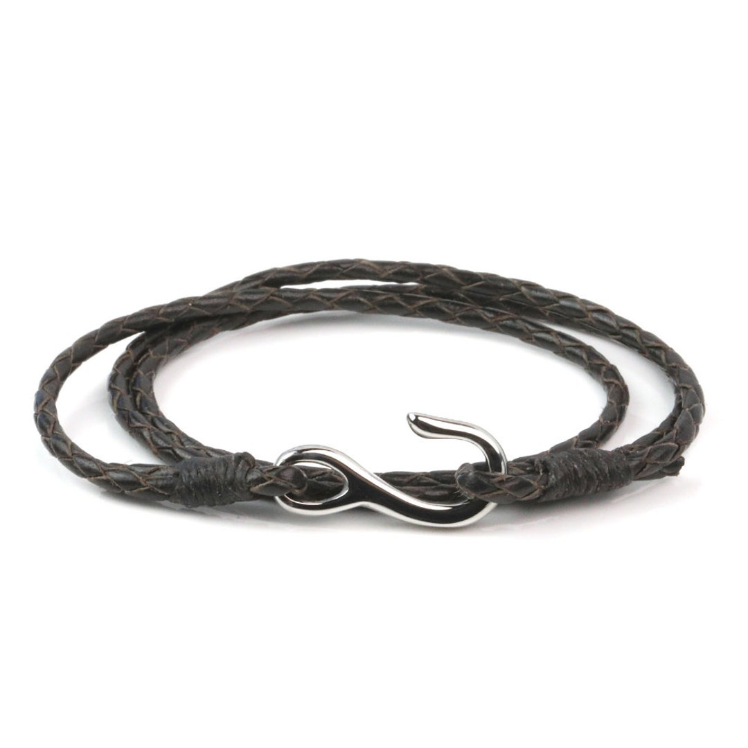 Chocolate Leather Kyoto Triple Wrap Hook Bracelet by Dowling Brothers ...