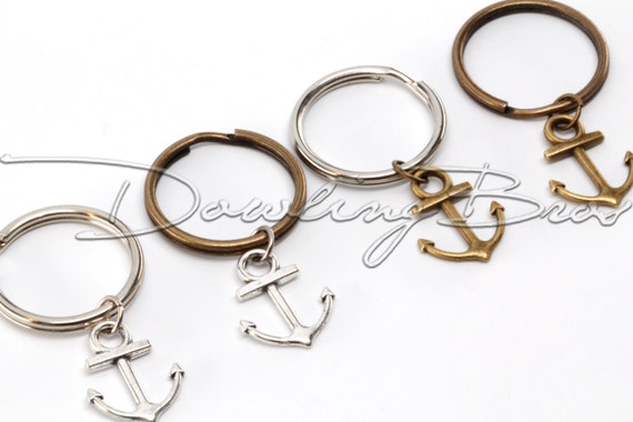 One Silver Bronze Anchor Keychain on Key Ring | Etsy