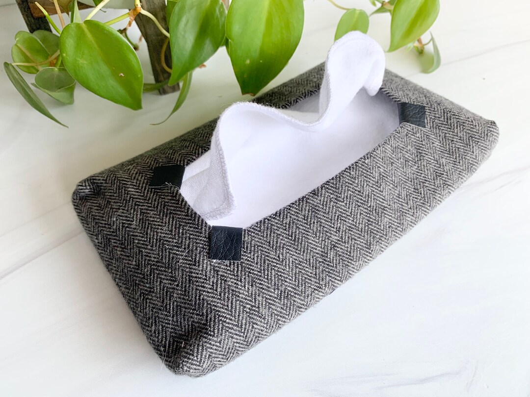 Grey With Black Fabric Tissue Pouch for Reusable Tissues Eclectic ...
