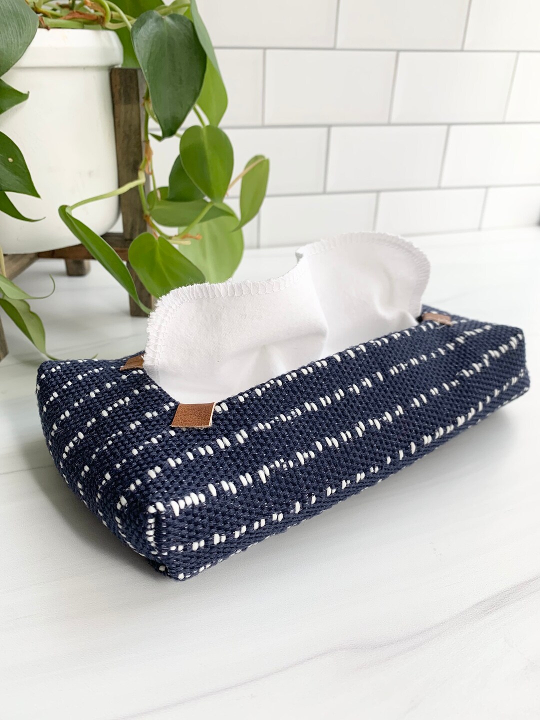 Navy Blue Tissue Pouch for Reusable Tissues, Unique Tissue Box ...