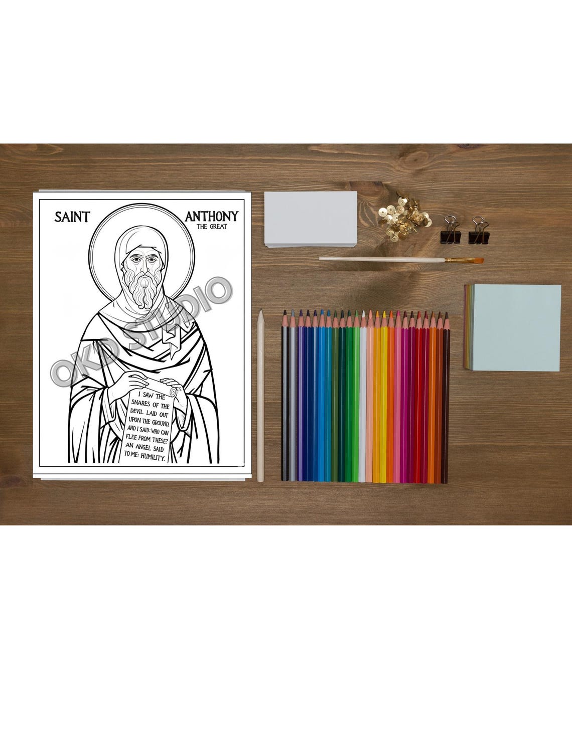 St. Anthony the Great Coloring Page | Desert Father Icon Printable ...