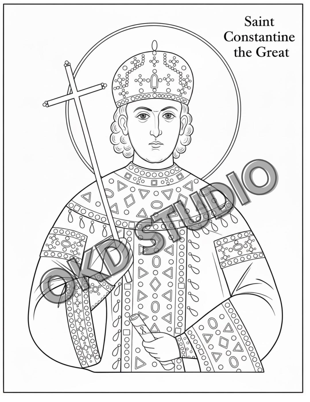 Saint Constantine Coloring Page: Orthodox Icon Art (digital Download ...