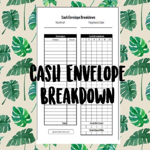 Cash Envelope Breakdown Tracker Printable PDF - Etsy