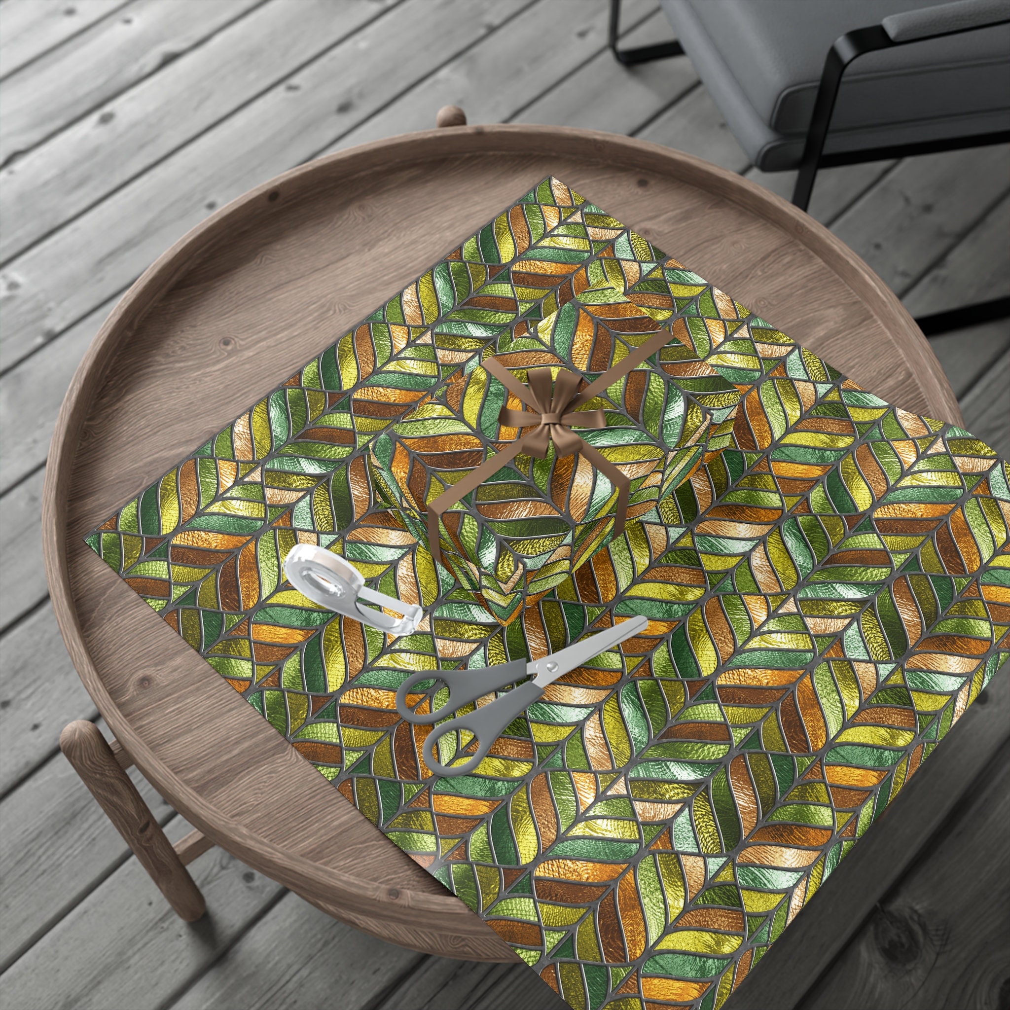 Green Copper Stained Glass Wrapping Paper Roll Eclectic - Etsy