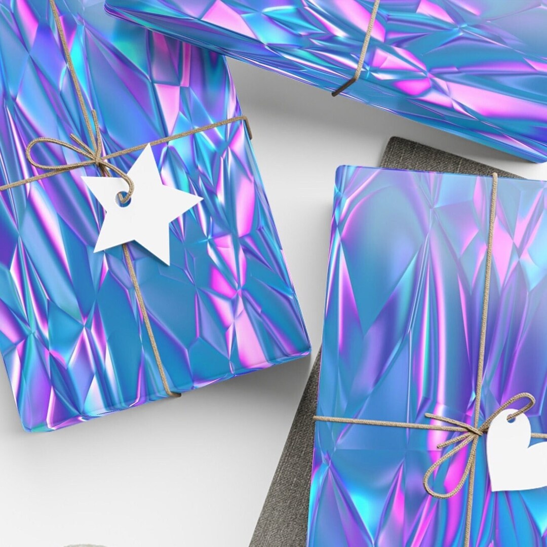 Shiny Wrapping Paper Roll - Blue and Pink, Iridescent Inspired ...